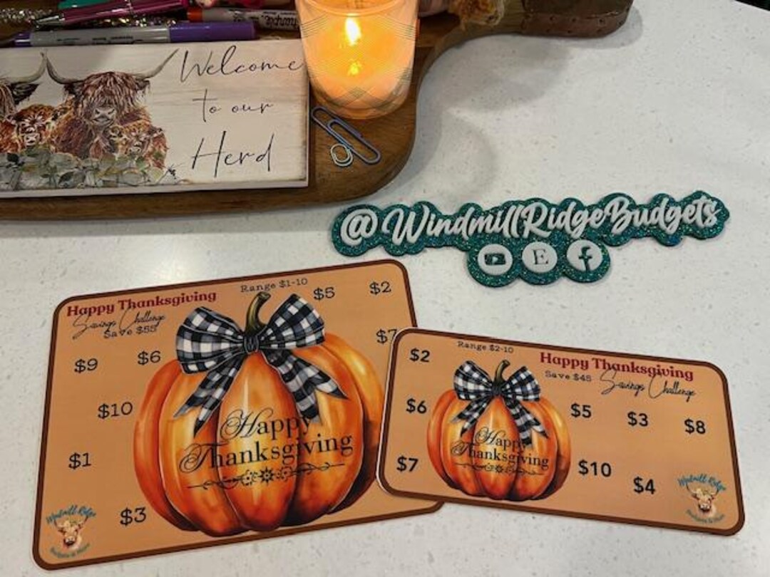 Happy Thanksgiving Money Saving Scratch-off Challenge for A5 and A6 ...