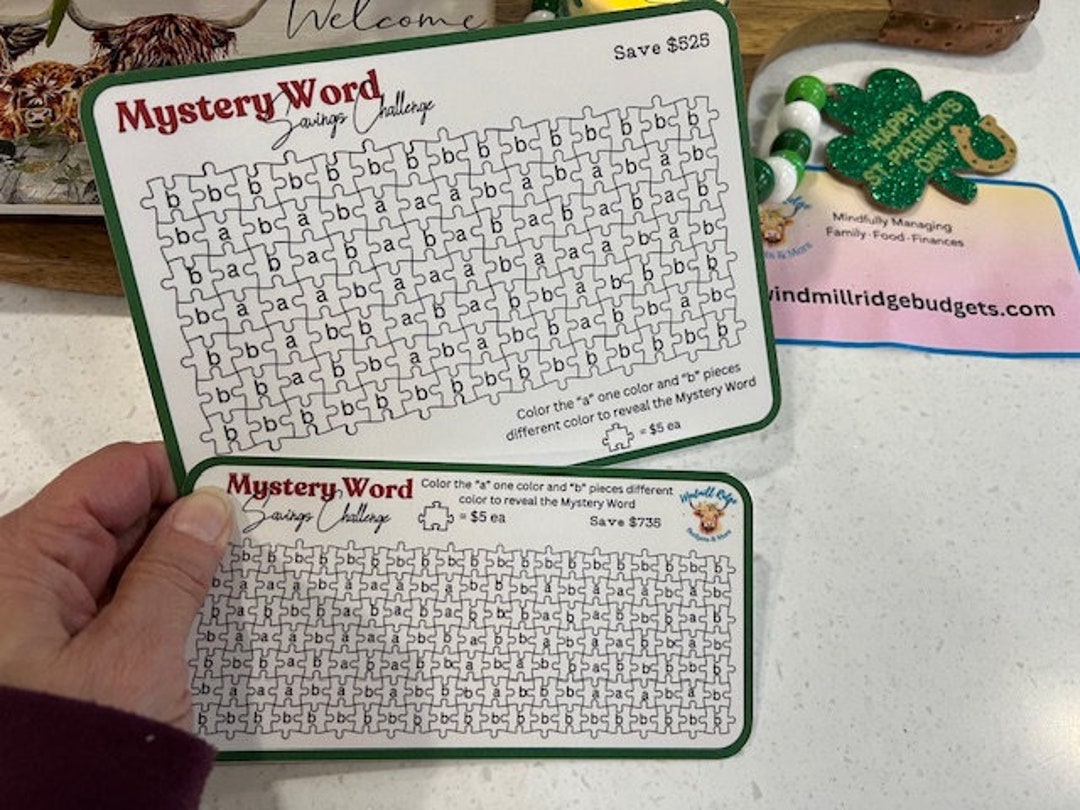 Mystery Word Money Saving Challenge Game for A5 and A6 Budget Binder ...