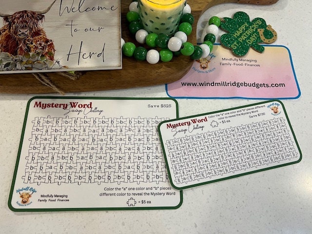 Mystery Word Money Saving Challenge Game for A5 and A6 Budget Binder ...