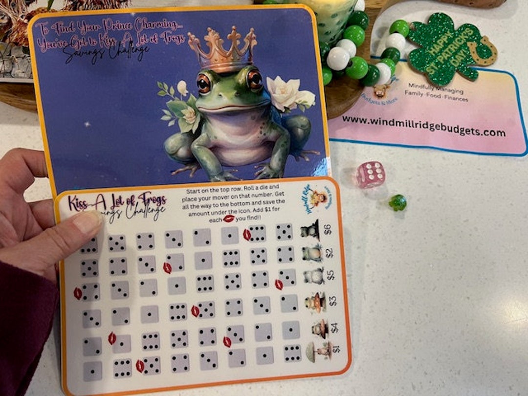 Kiss A Lot of Frogs Money Saving Challenge Game for Budget Binder, Savings Challenge - Etsy