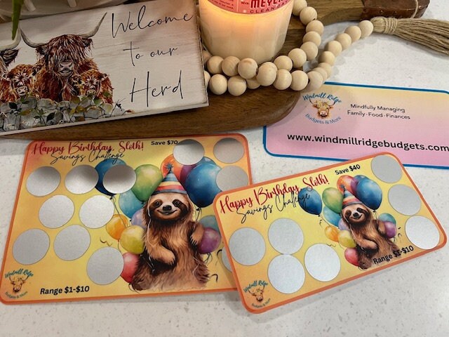Birthday Sloth With Balloons Savings Challenge for A5 and A6 Budget ...