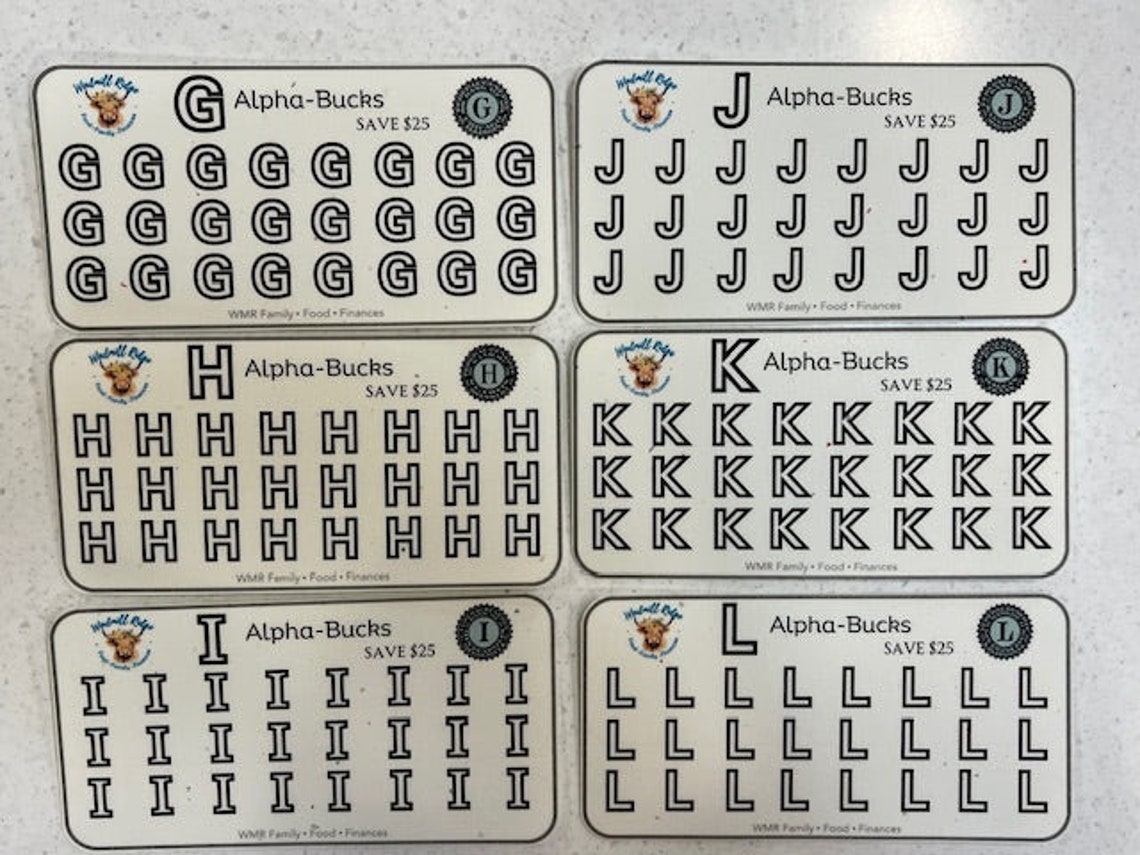 Alpha Bucks Dollar Bill Saving Challenge Trackers for A6 Budget Binder ...