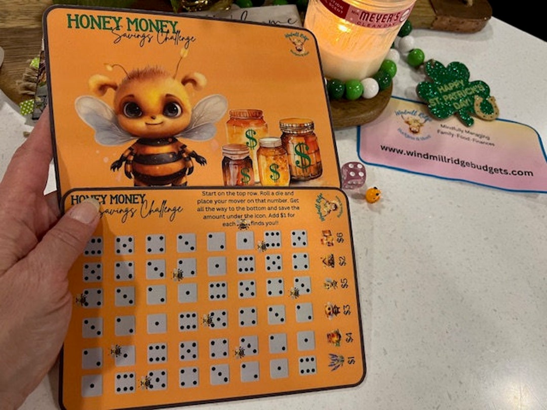Honey Money Saving Challenge Game for A6 Budget Binder, Savings ...