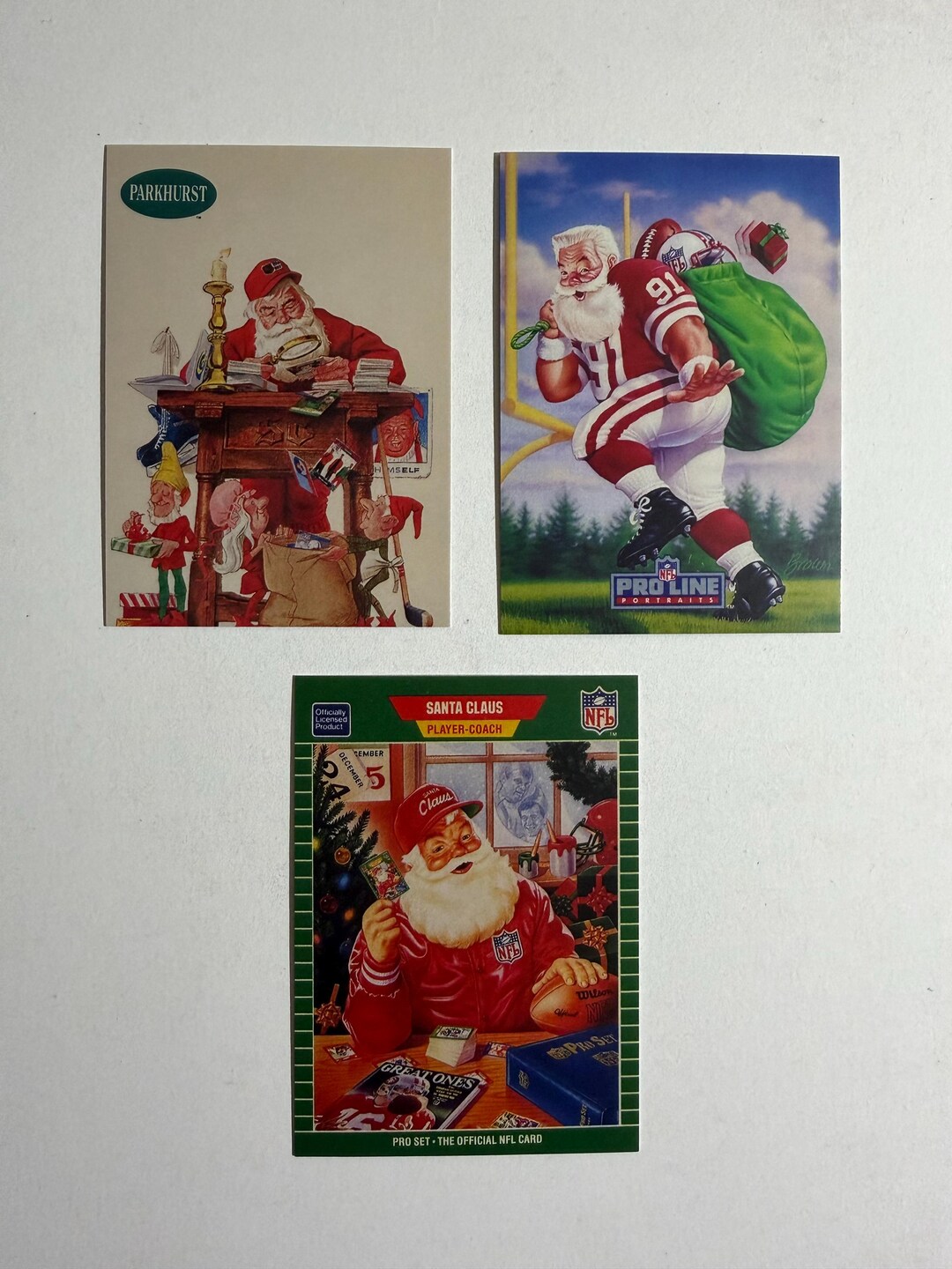 Santa Claus Holiday Promo Cards 89 (reissued), 91 Parkhurst & 91 Pro ...
