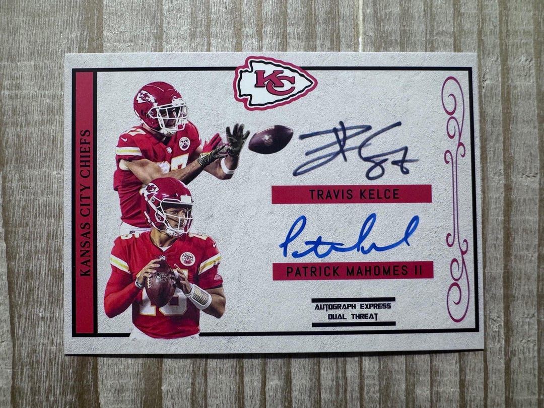 Patrick Mahomes (rookie) & Travis Kelce 2017 Dual Threat Autograph ...