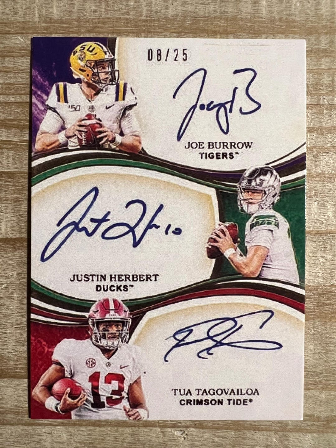 Justin Herbert, Joe Burrow, Tua Tagovailoa 2020 Rookie Triple Autograph ...