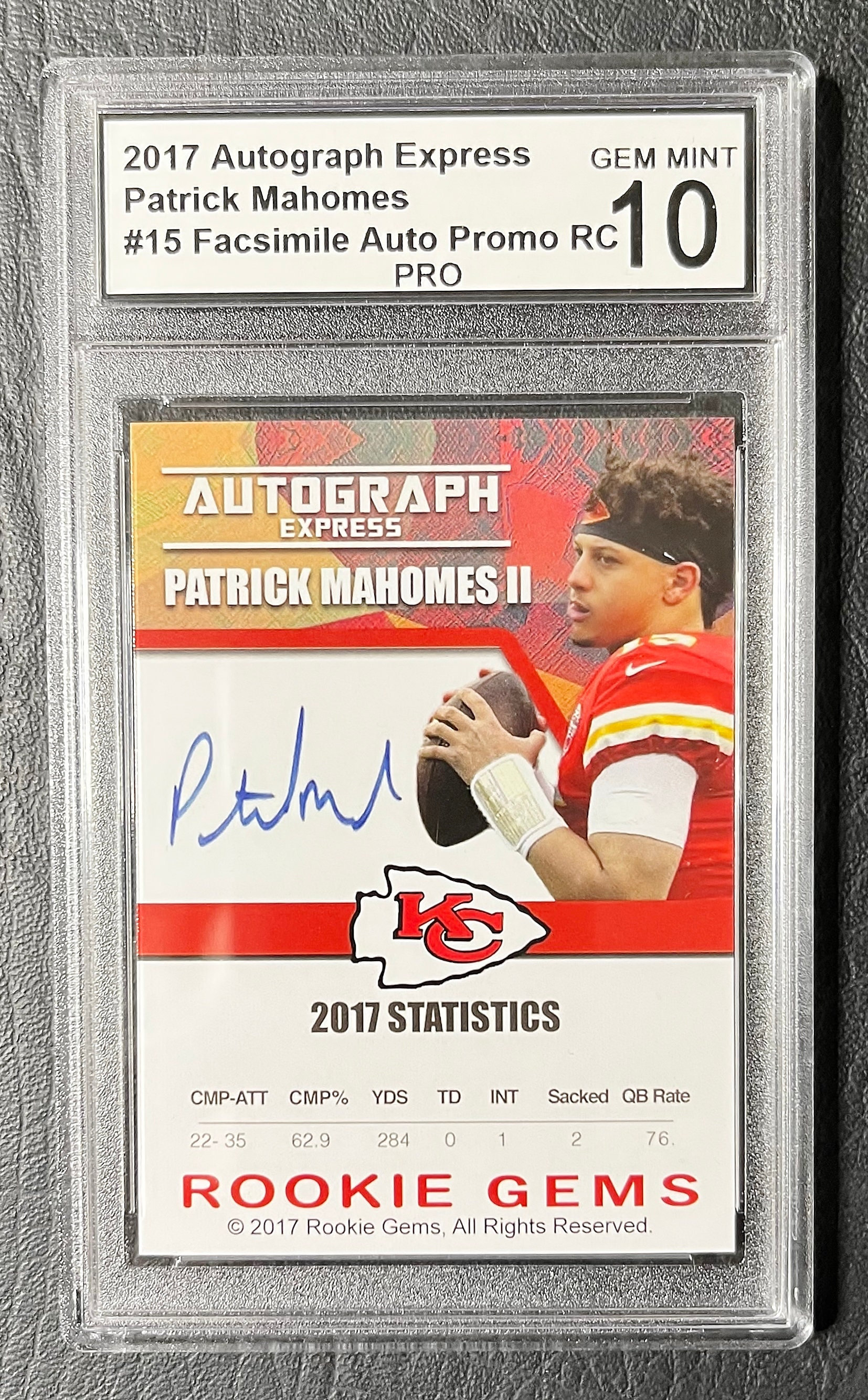 2017 Autograph Express 15 Patrick Mahomes Rookie Facsimile Auto Promo ...