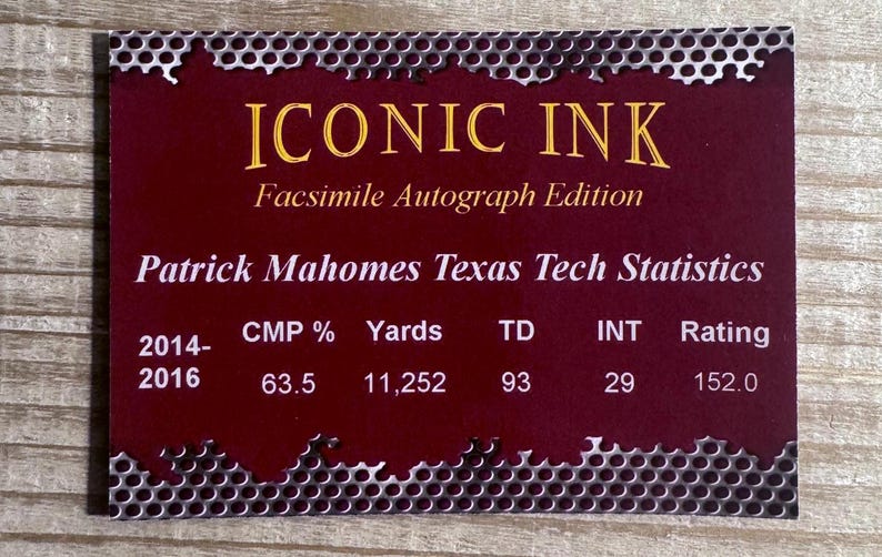 Patrick Mahomes 2017 Star Rookie Iconic Ink Autograph Facsimile ...