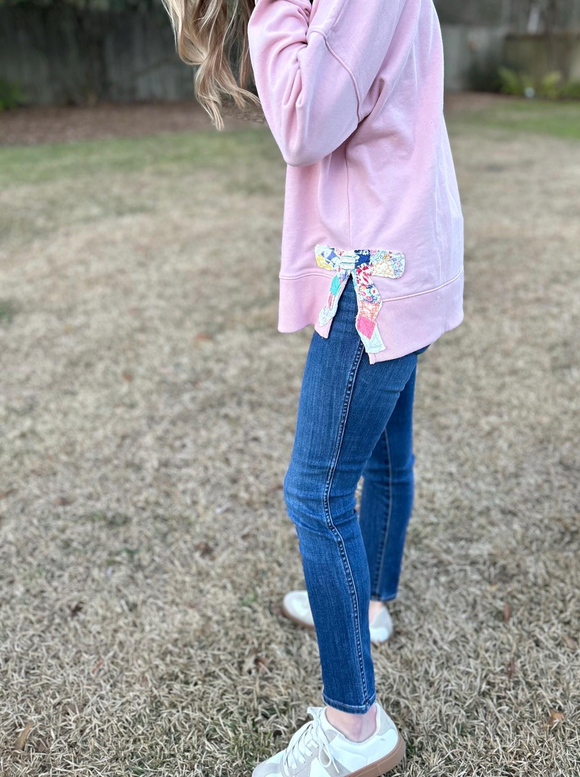 Quilted Bow Sweatshirt, Viral Side Bow Sweatshirt, Vintage Quilted Side ...