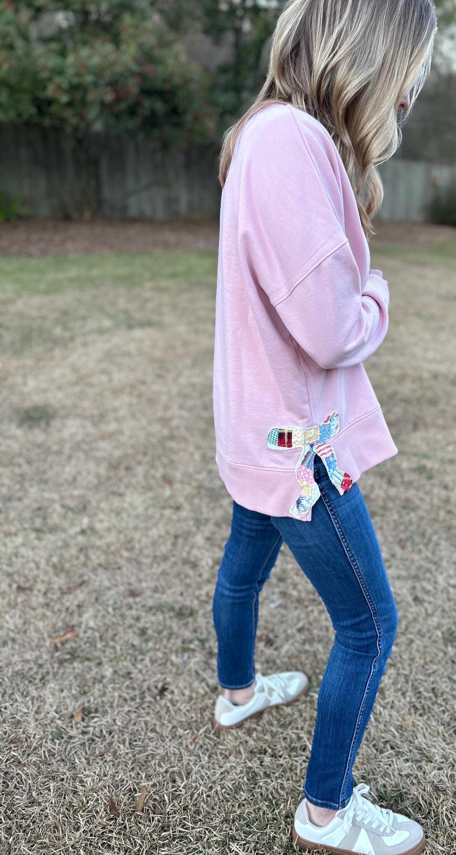 Quilted Bow Sweatshirt, Viral Side Bow Sweatshirt, Vintage Quilted Side ...
