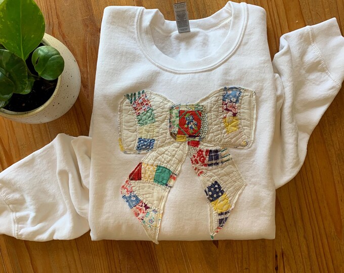 Quilted Bow Sweatshirt - Etsy