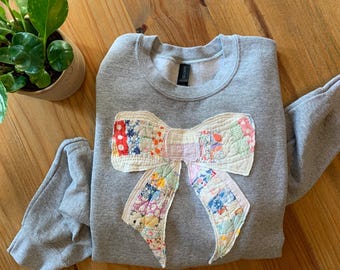 Quilted Bow Sweatshirt - Etsy
