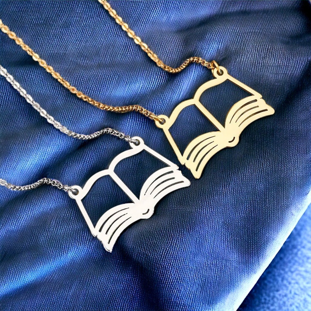 Open Little Book Pendant Necklace Reading Symbol for All Book Lovers ...