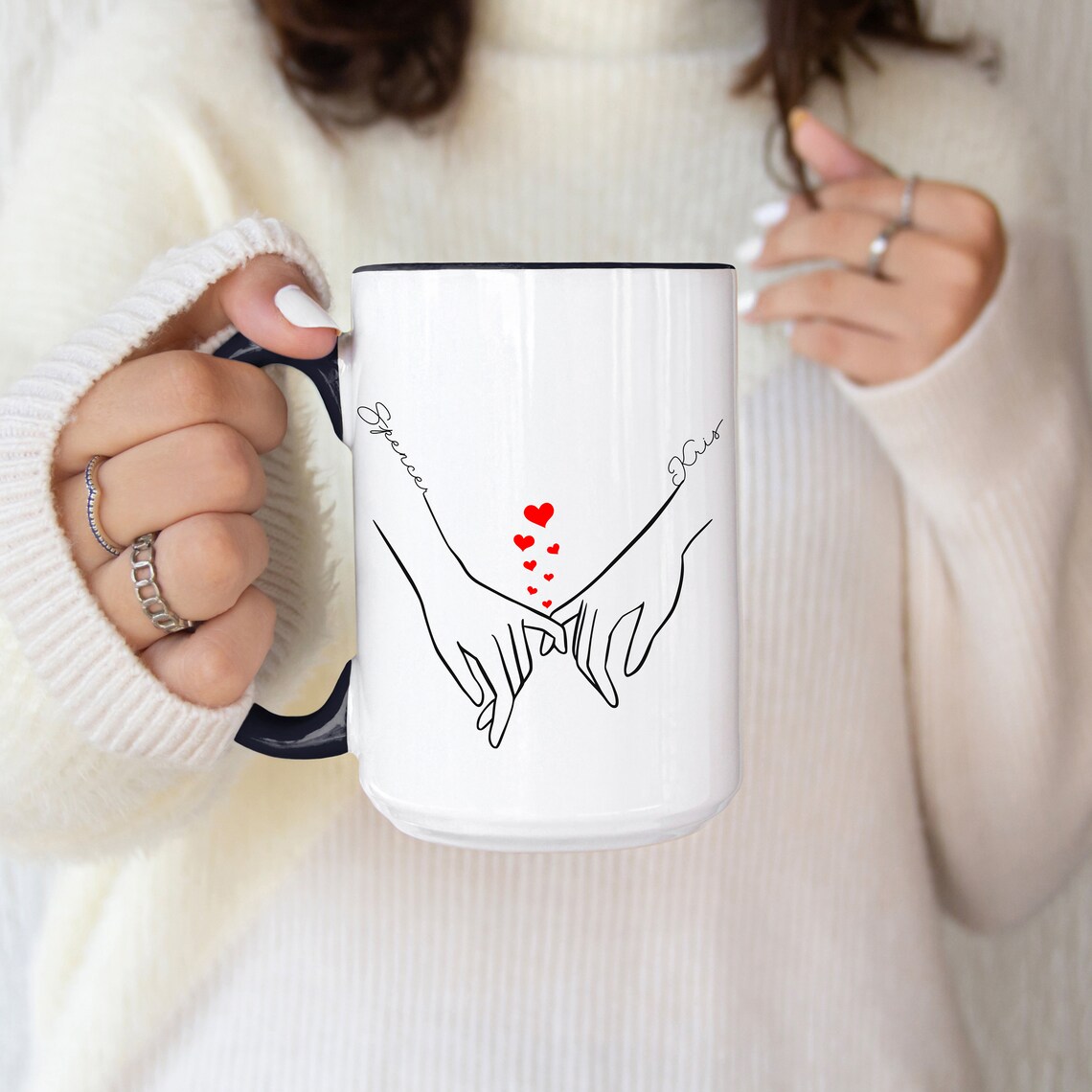 Personalized Pinky Promise Holding Hands Coffee Mug for Mother's Day ...
