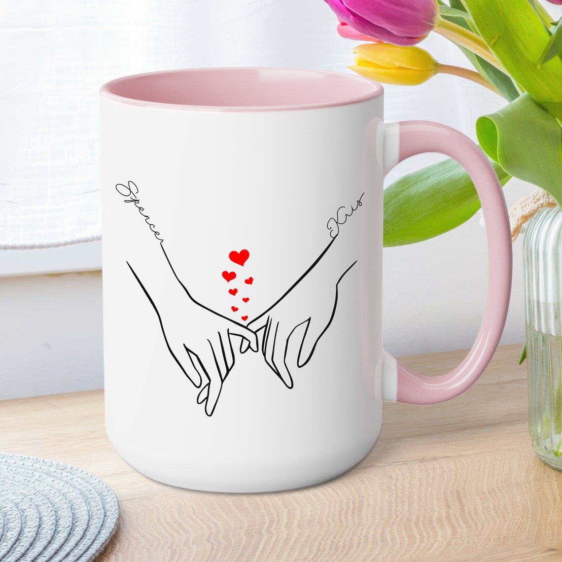 Personalized Pinky Promise Holding Hands Coffee Mug for Mother's Day ...