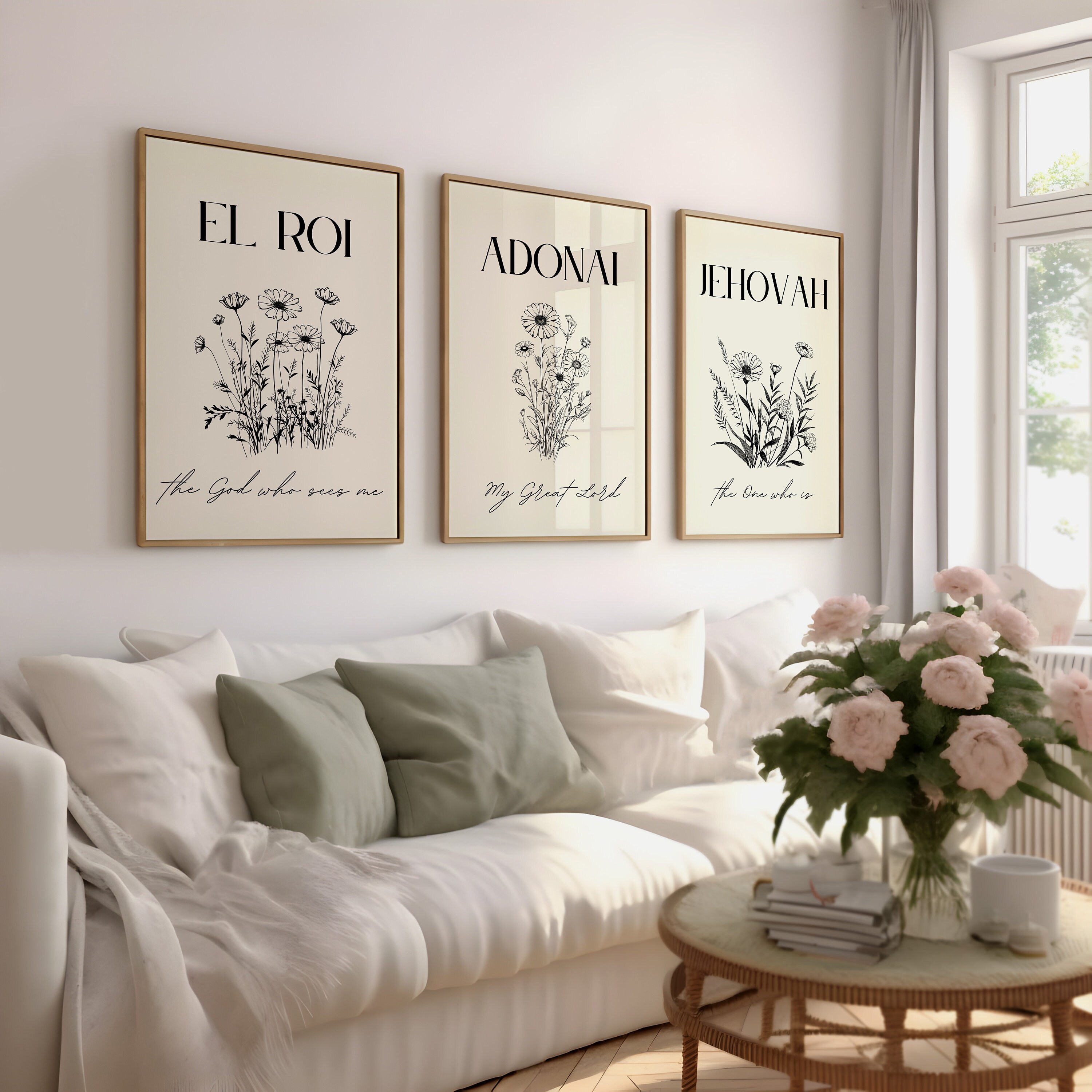 Names of God Wall Art, Christian Wall Art, Set of 4, Christian Home ...