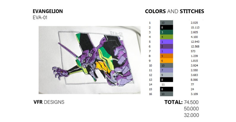 Evangelion EVA-01 Embroidery Design - Etsy