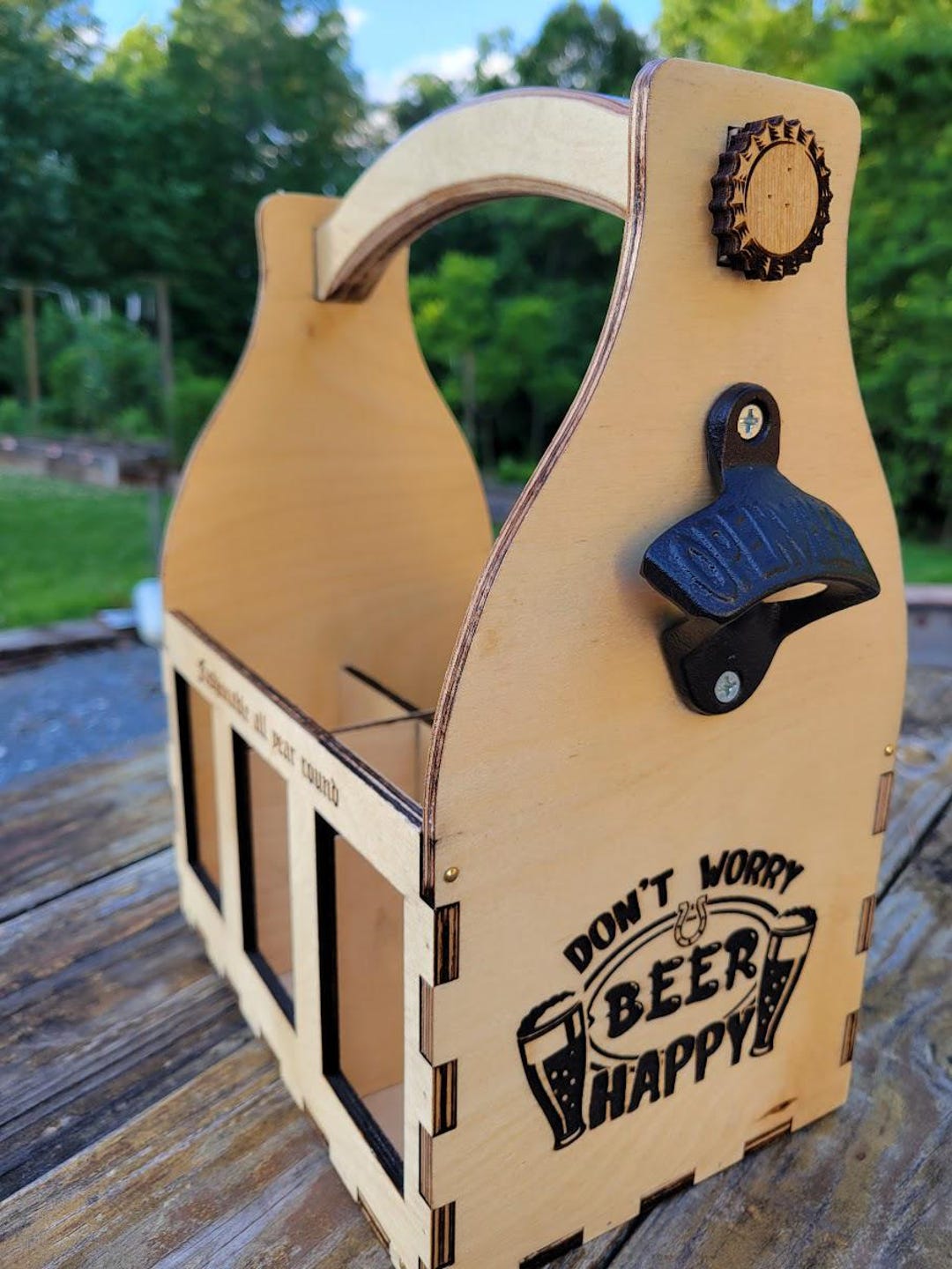 Personalized Wood Beer Caddy With Bottle Opener - Etsy