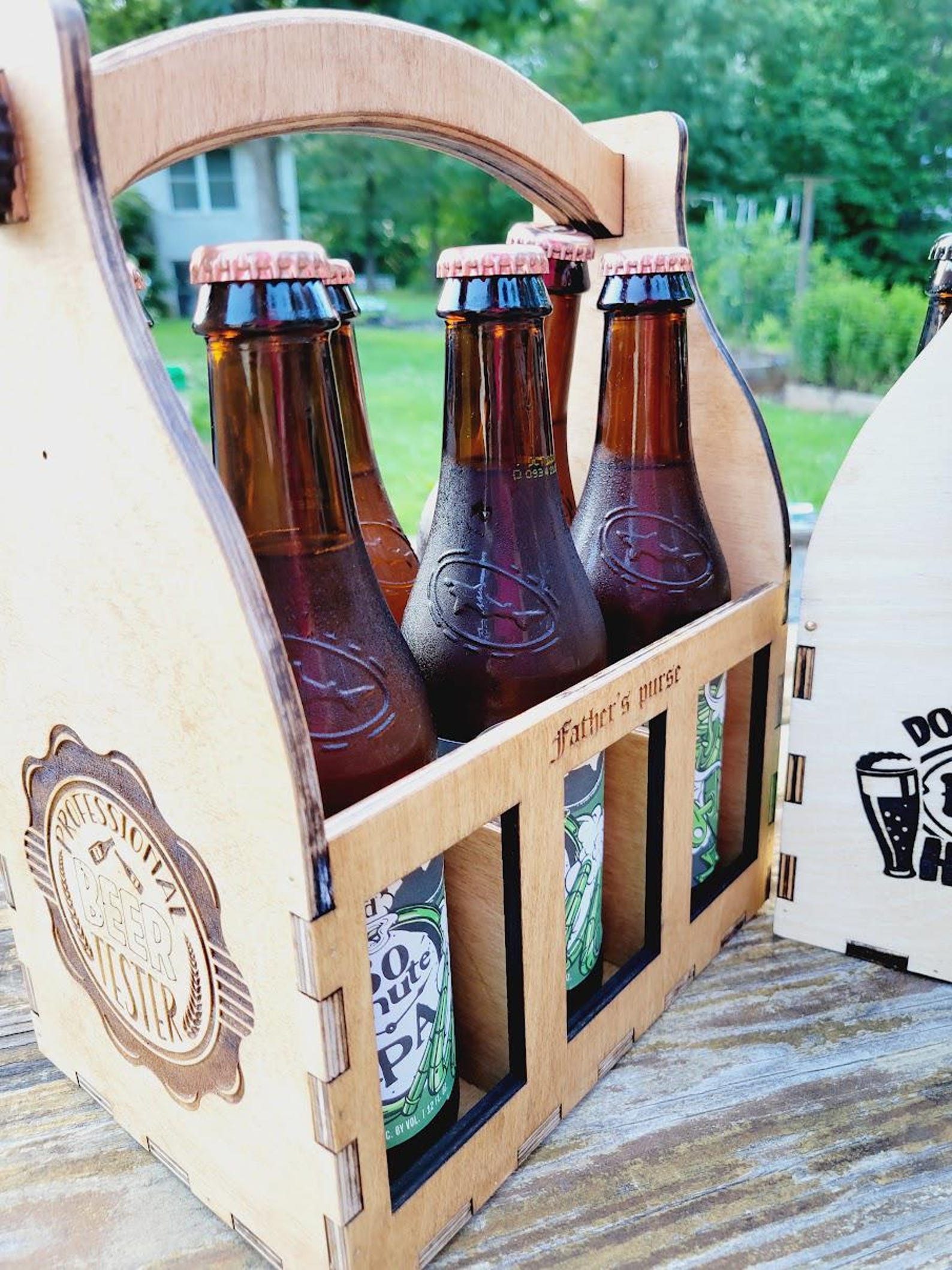 Personalized Wood Beer Caddy With Bottle Opener - Etsy