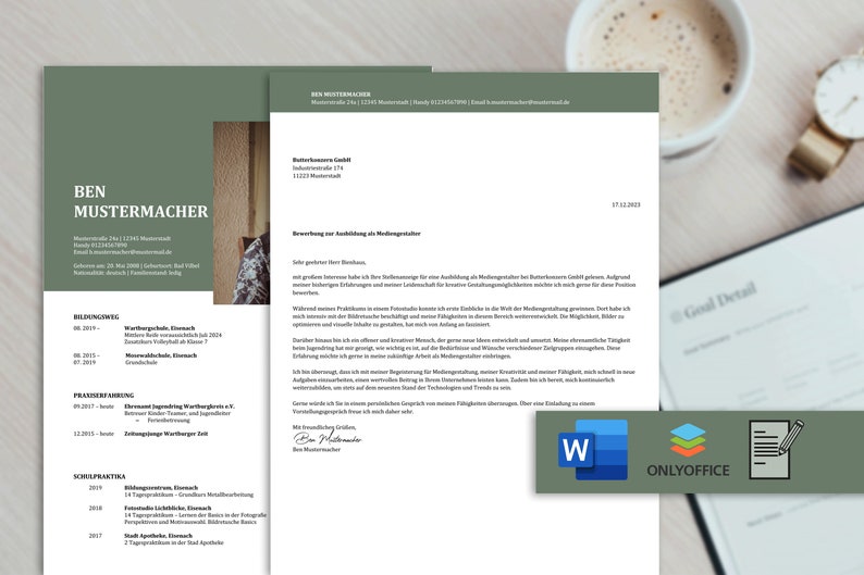 Application Template CV for Students in German for MS Word and Onlyoffice - Etsy