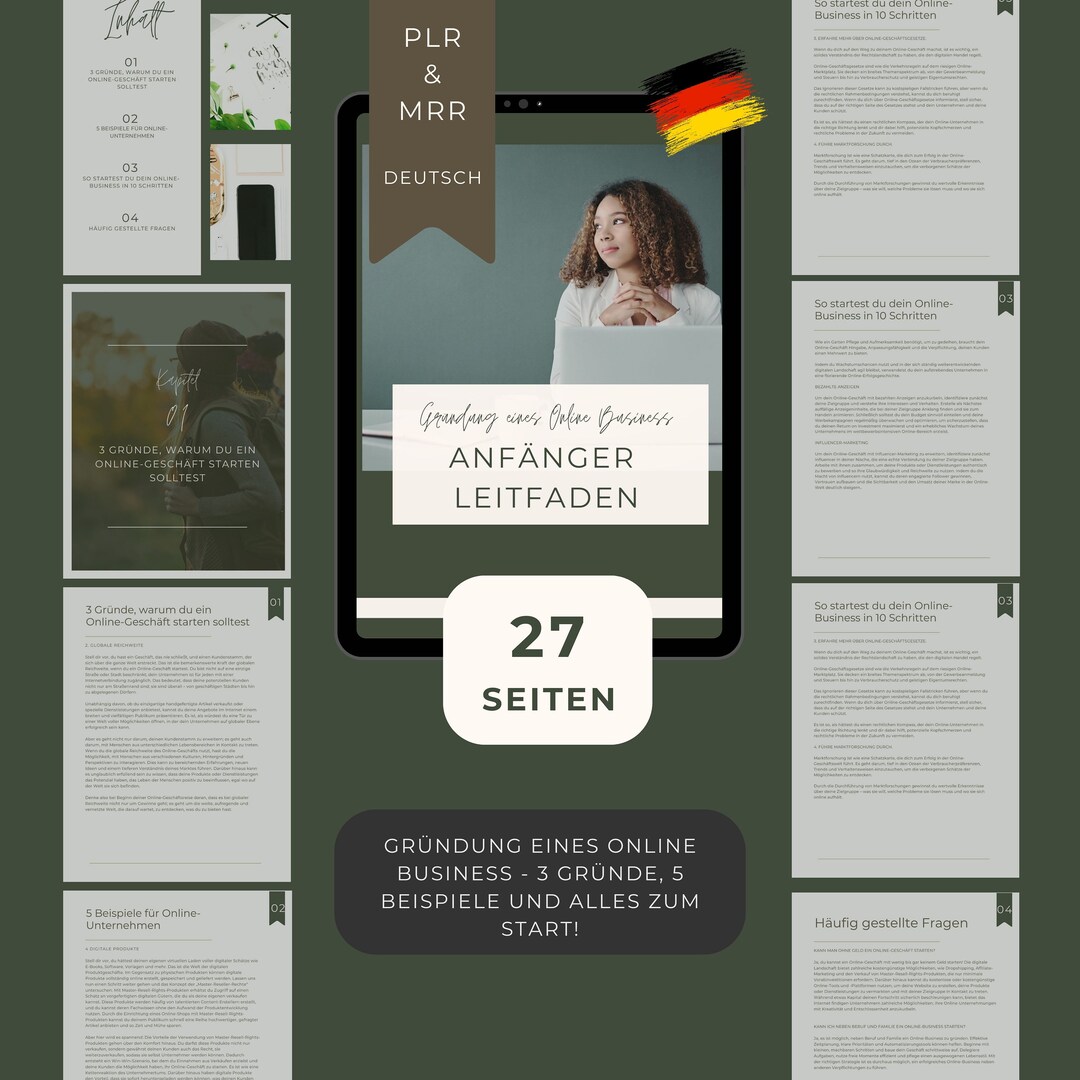 Online Business for Beginners German Canva Template for Master Resell ...