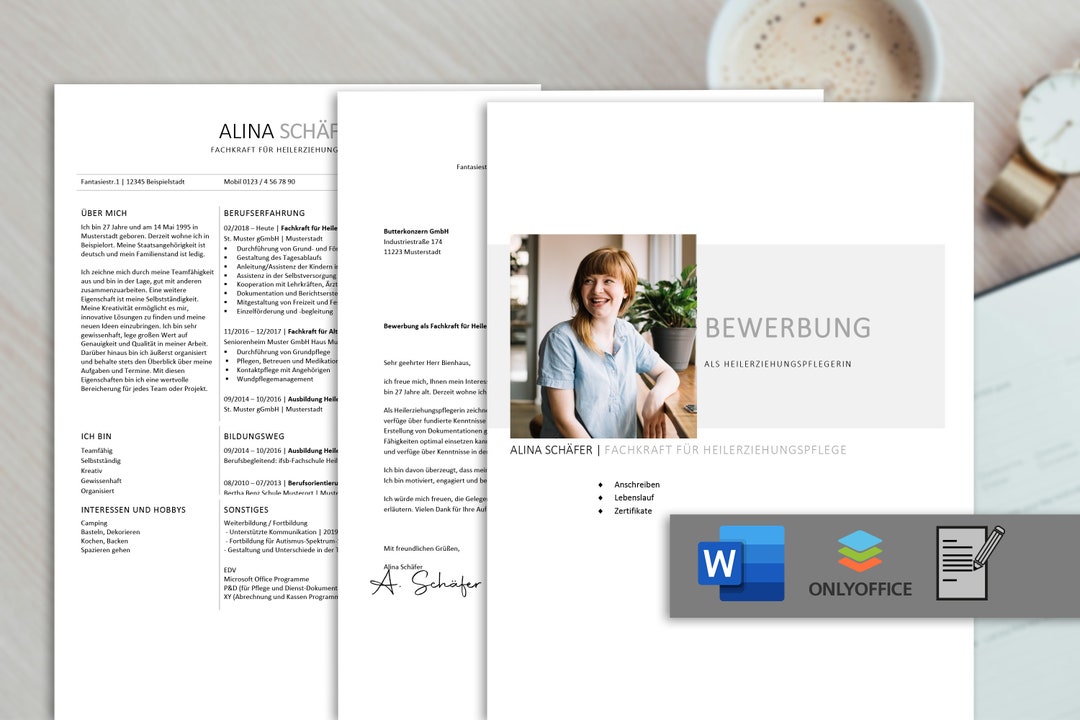 Application Template CV in German for MS Word and Onlyoffice - Etsy