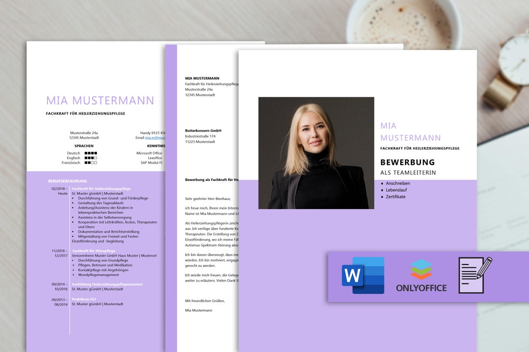 Application Template CV in German for MS Word and Onlyoffice - Etsy