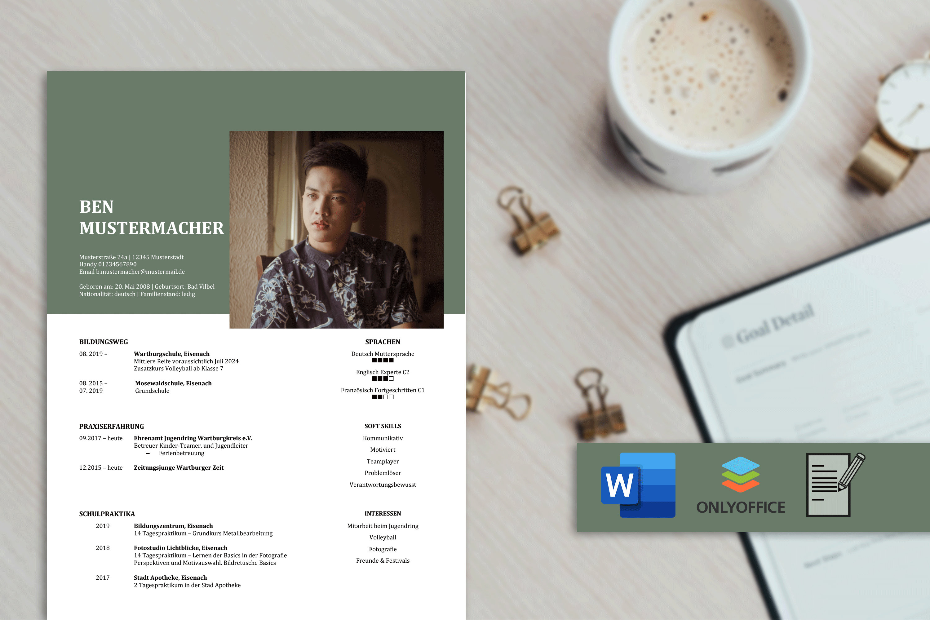 Application Template CV for Students in German for MS Word and Onlyoffice - Etsy