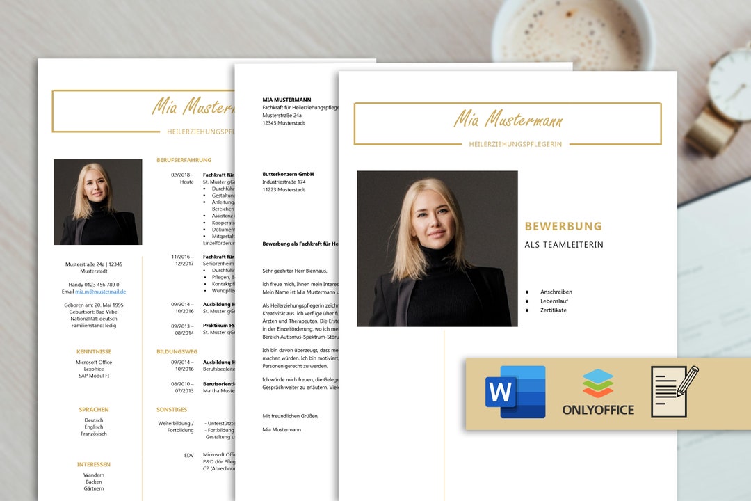 Application Template CV in German for MS Word and Onlyoffice - Etsy