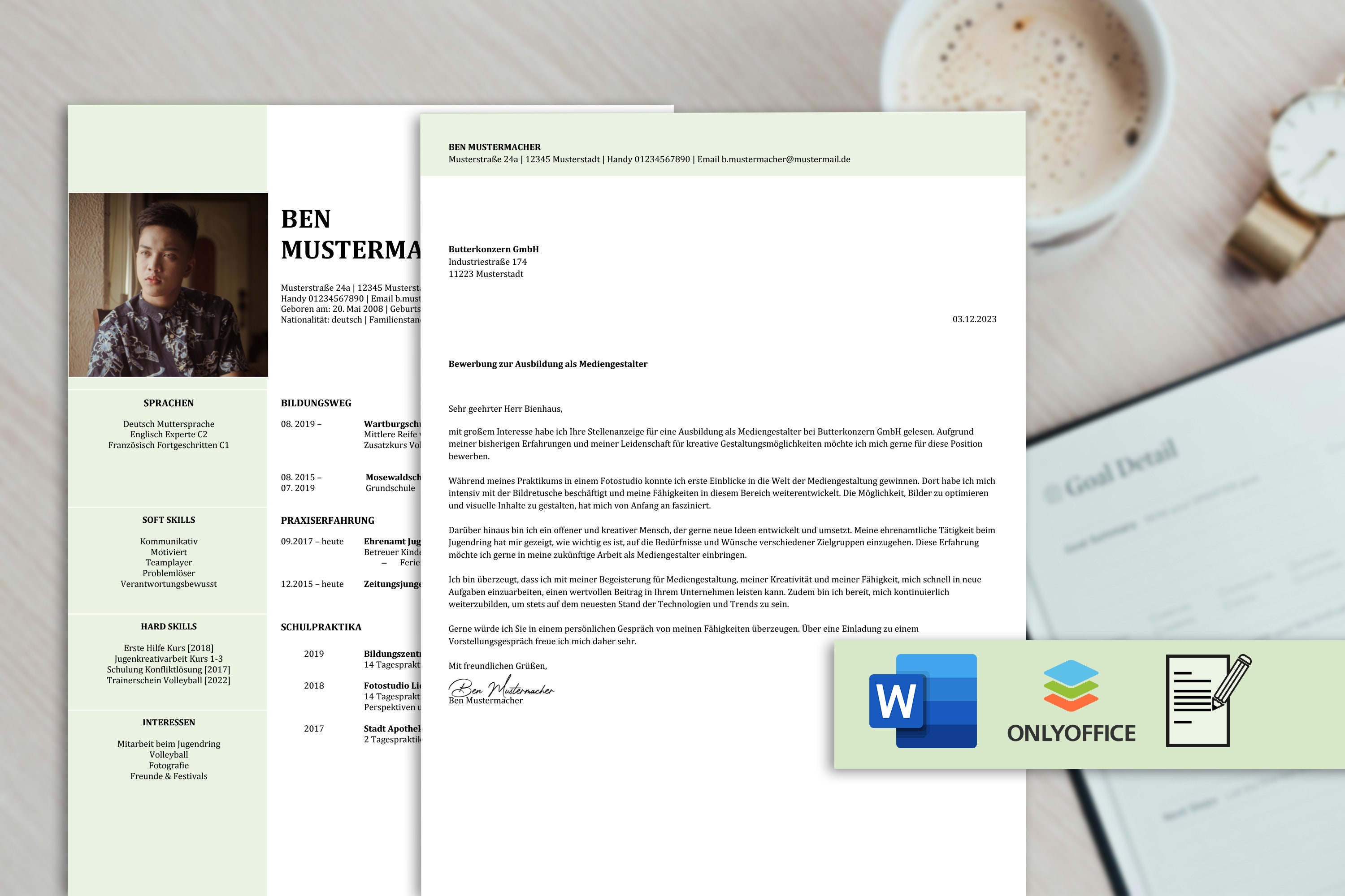 Application Template CV for Students in German for MS Word - Etsy