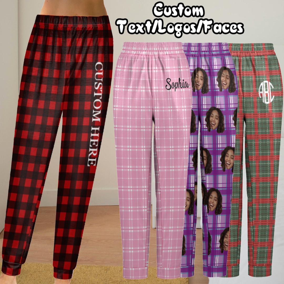 Custom Faces Pajama Pants, Personalized Photo Pants, Team Logos Pajamas ...