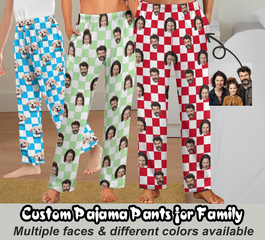 Personalized Photo Pajama Pants for Men Women Kids, Custom Picture PJ ...