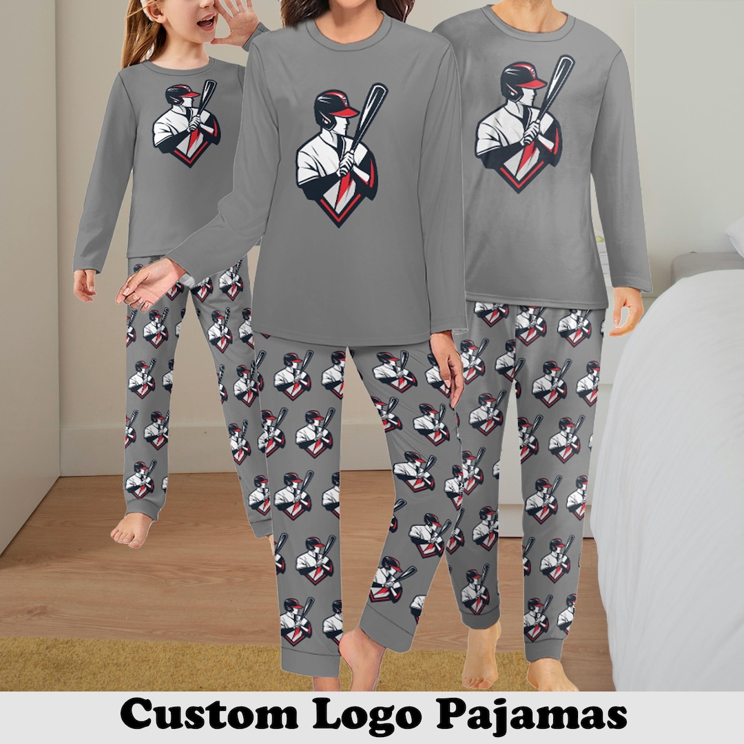 Custom Logo Pajamas, Personalized Team Logo Tops and Pants, Company ...