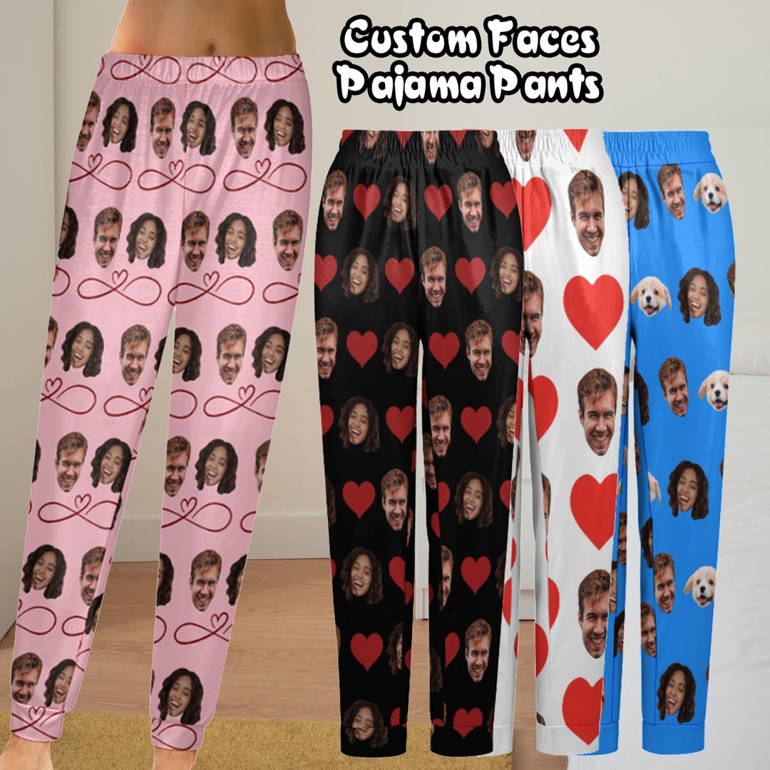 Custom Faces Pajama Pants for Couple, Personalized Couple Matching ...