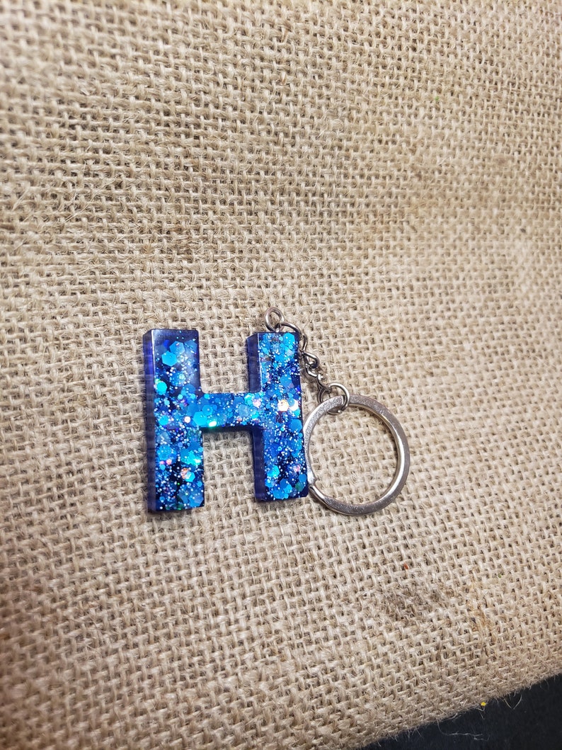Letter H Blue Handcrafted Epoxy Resin Alphabet Personalized Monogram ...