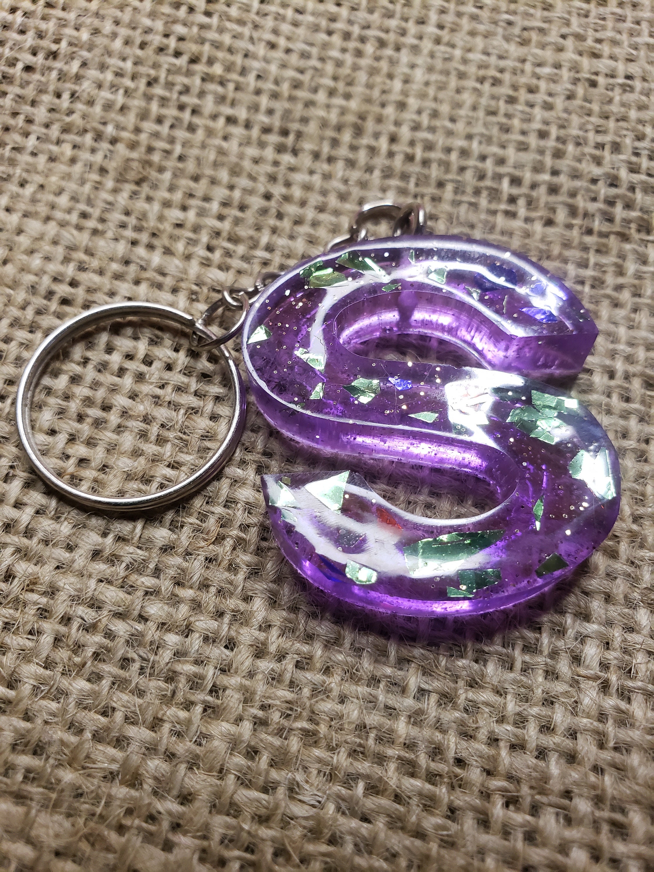 Letter S Handcrafted Resin Alphabet Keychain Personalized Monogram ...
