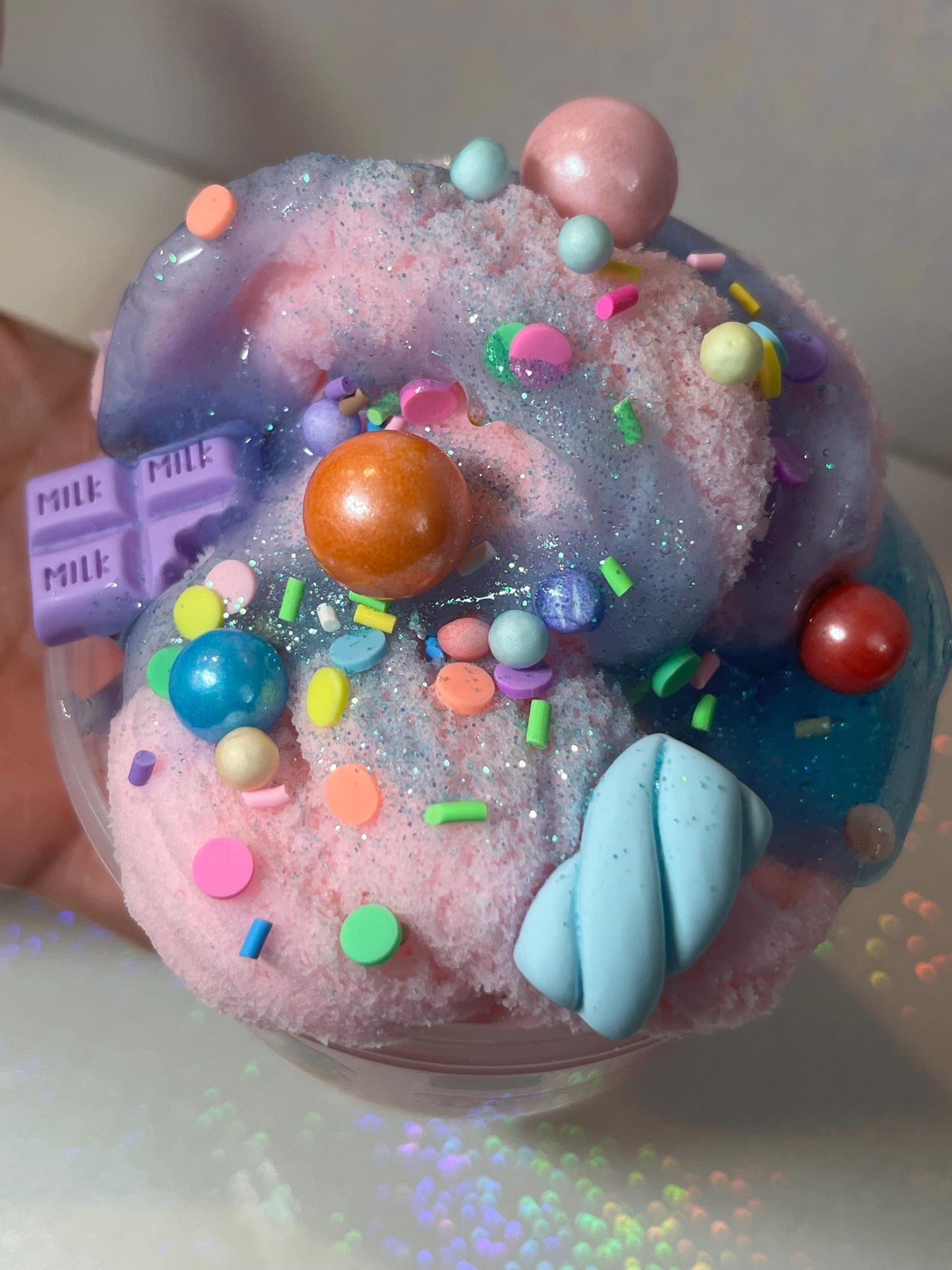 Cotton Candy Sugar Slime / Sparkles / Cloud Slime / Foam Slime/ Charm ...