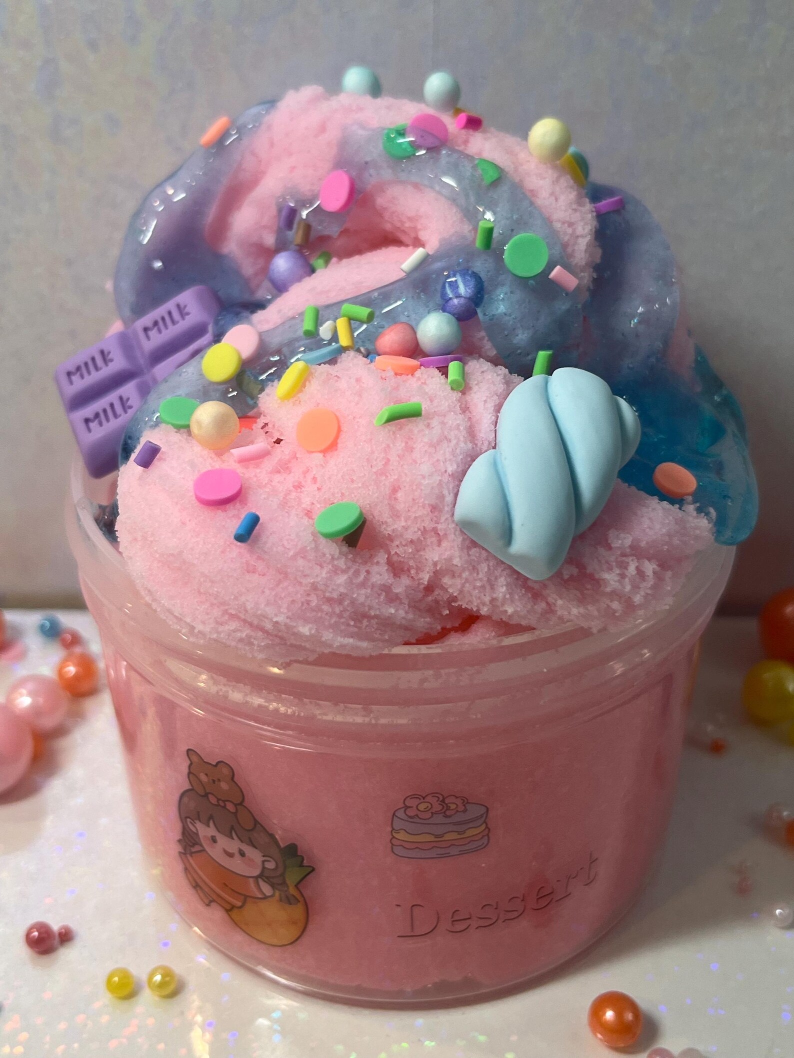 Cotton Candy Sugar Slime / Sparkles / Cloud Slime / Foam Slime/ Charm ...