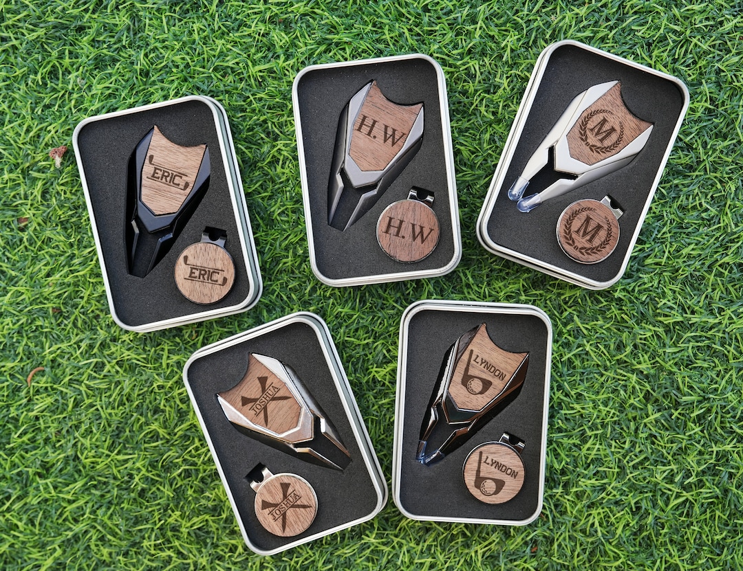 Personalized Golf Divot Repair Tool and Ball Marker Gift Set, Custom ...