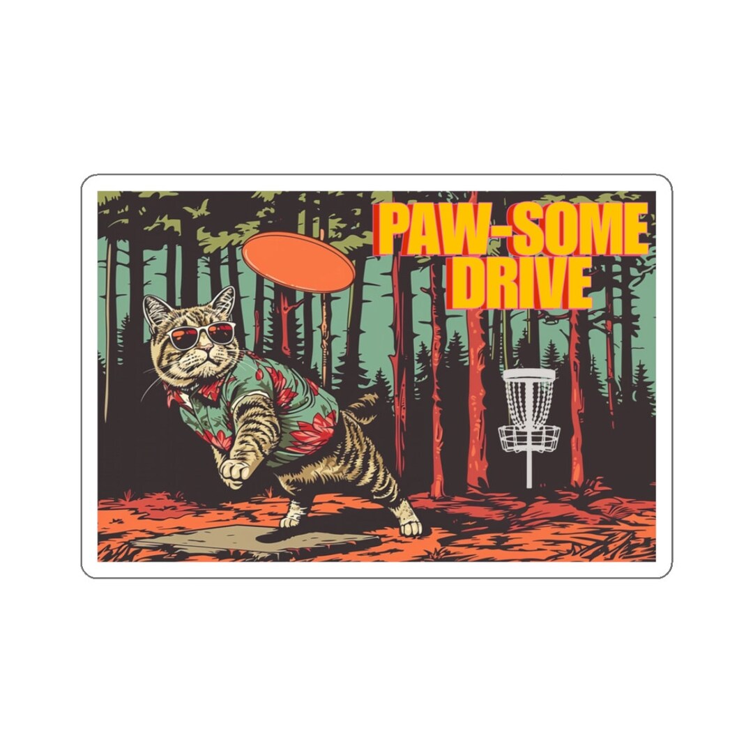 Disc Golf Cat Sticker - Fun Cat Pun Sticker, Funny Disc Golf Sticker - Etsy