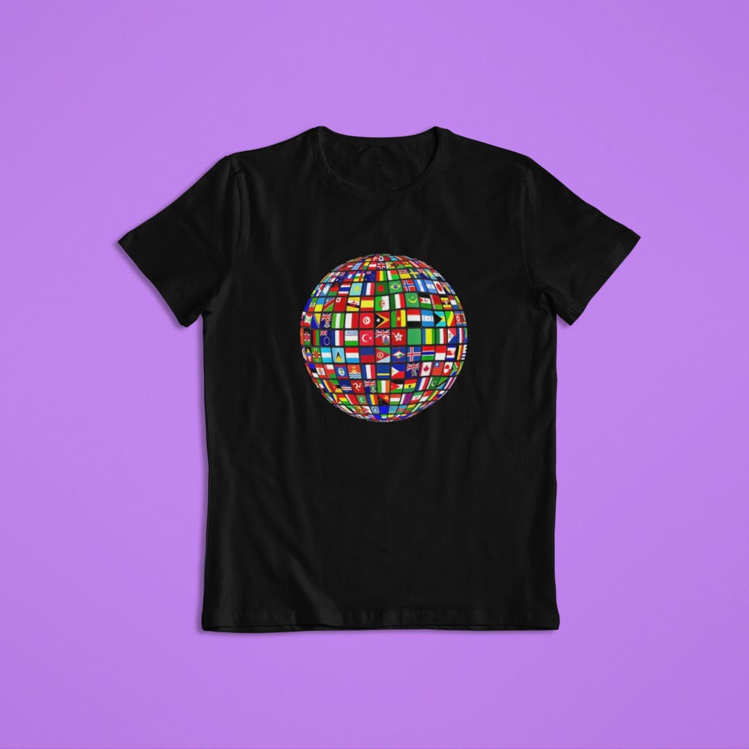 World Flags Globe Shirt, International Unity T-shirt, Global Pride ...