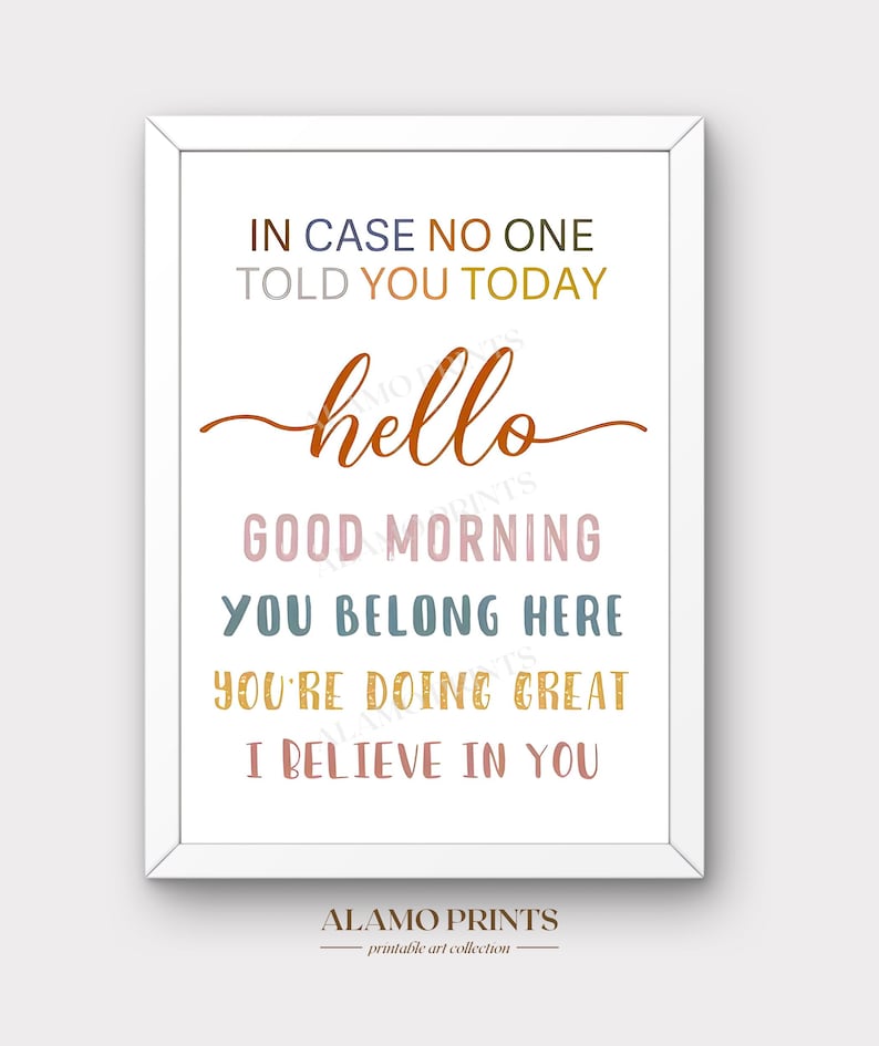 Motivational Printable Art, in Case No One Told You Today, Hello, Good ...