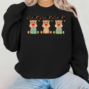 Reindeer Holiday Sweater, Reindeer Crewneck, Fall/winter Clothes ...