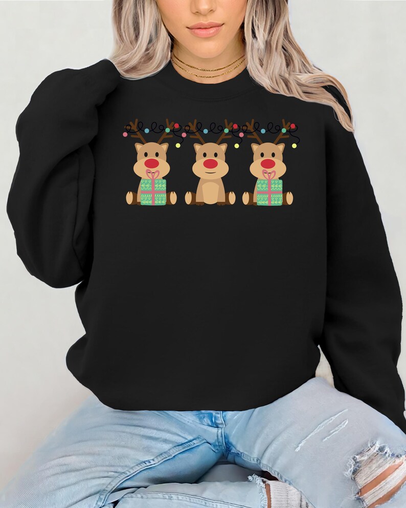 Reindeer Holiday Sweater, Reindeer Crewneck, Fall/winter Clothes ...