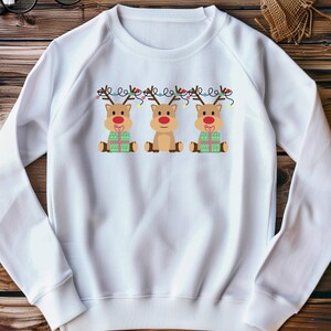 Reindeer Holiday Sweater, Reindeer Crewneck, Fall/winter Clothes ...