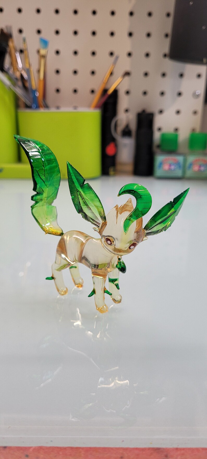 Leafeon From Pokemon, a Custom Figurine, 3D Printed and Hand Painted in ...