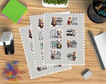 Dog Coffee Stickers, Christmas, Coffee Lovers, Coffee Stickers ...