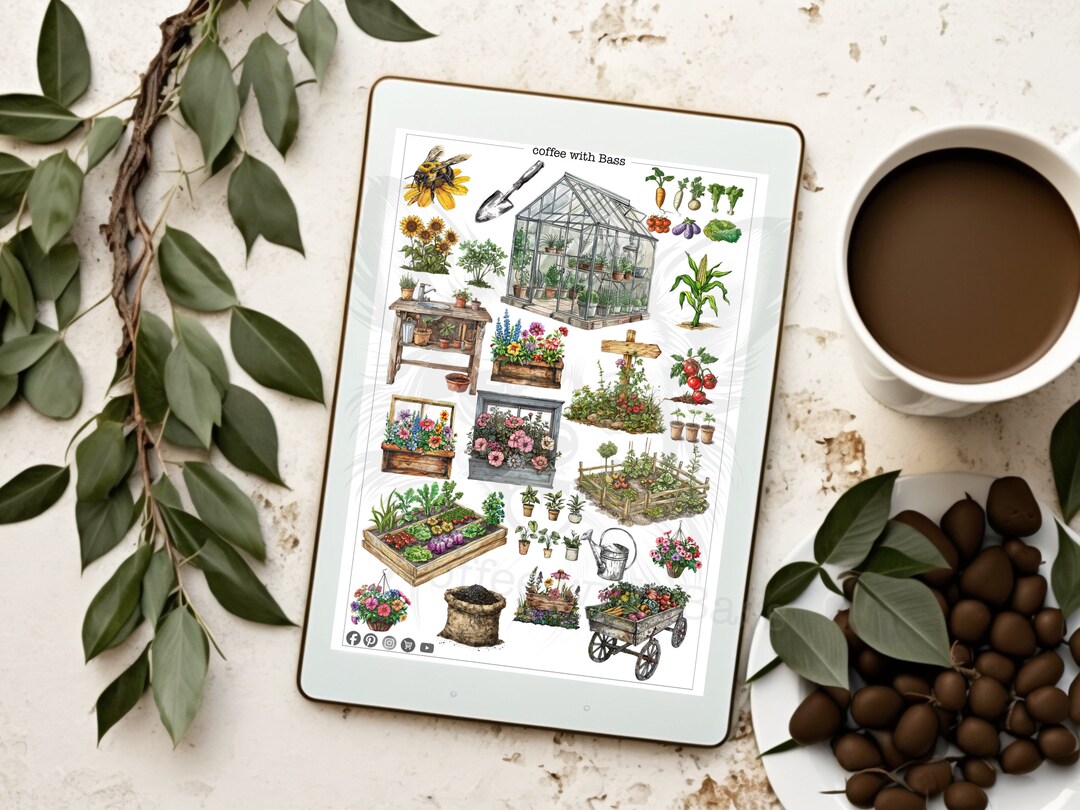 Garden/planting Digital Stickers/spring/greenhouse/flowers/planner ...