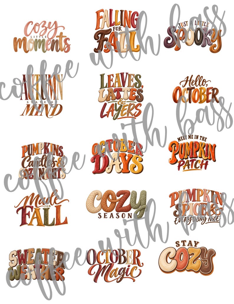 Hello October Digital Scrapbook Kit, Fall Planner Stickers, Autumn ...