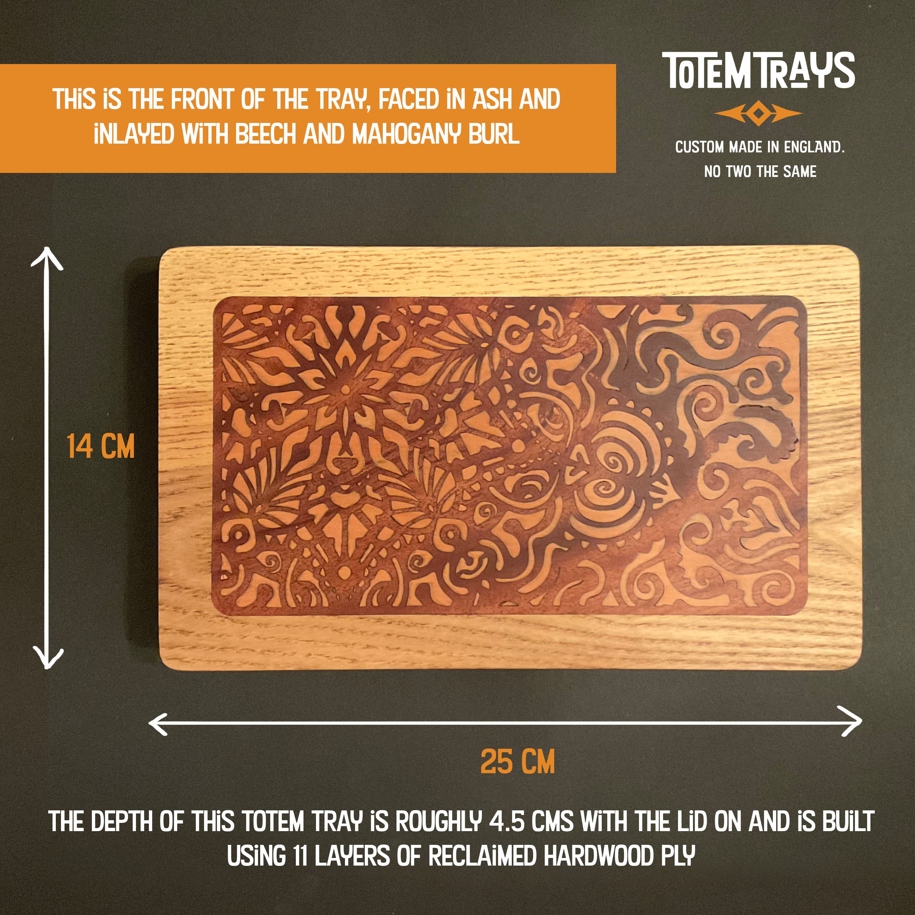 Custom Made Stash Tray by Totem Trays With Magnetic Lid, Mixed Veneers ...